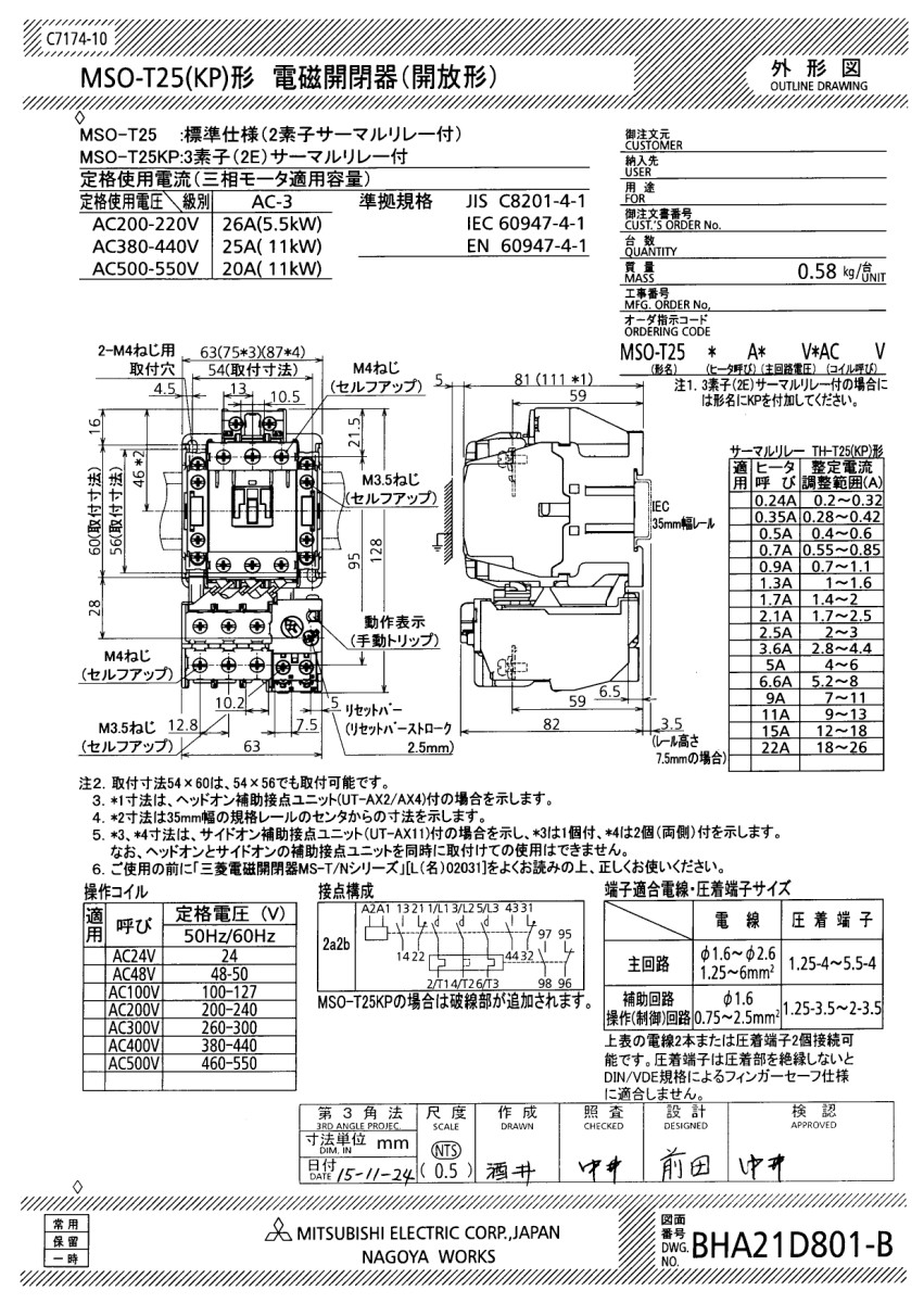 【送料無料】三菱電機電磁開閉器 MSO-T25 - 石切電業株式会社